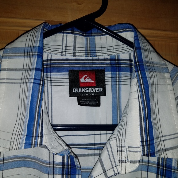 Quiksilver | Shirts | Mens Quicksilver White Blue Plaid Button Down ...